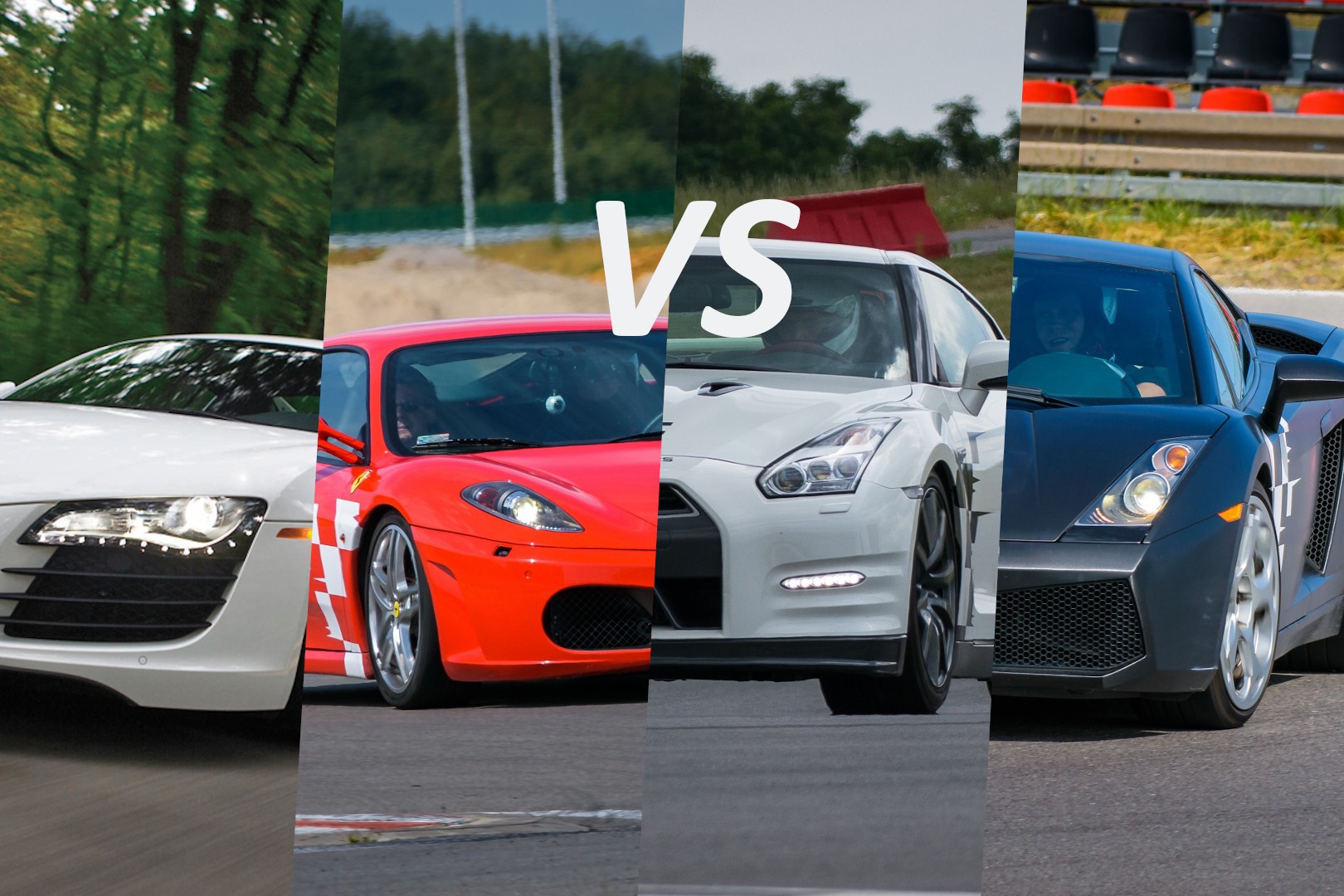 Audi R8 vs Ferrari F430 vs Lamborghini Gallardo vs NissanGTR - Go-Racing.pl